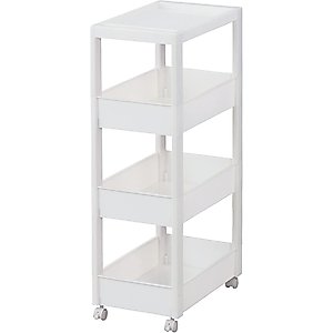 Tenma W-030W Kitchen Storage Fabier Skipita Wagon, Wide 4 Tiers, White, Width 10.6 x Depth 17.7 x Height 33.5 inches (27 x 45 x 85 cm)