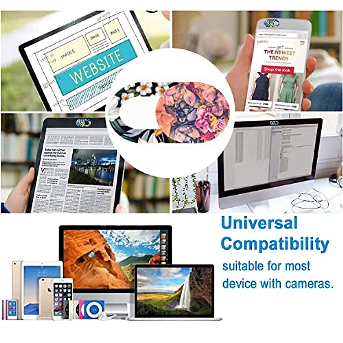 Laptop Camera Cover Slide, Thin Web Camera Cover for Laptop, Desktop, PC, MacBook Pro, MacBook Air, iPad, iMac, Tablet, Protecting Your Privacy Security Camera Slider… (Flower)