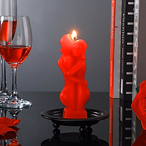 Jingmore Lover Candle with Candle Holder Couple Hugging Lover Figure Ritual Image Love Spell Candle Fall in Love with Me Love Candles to Attract Love with Black Iron Candle Plate(Classic)