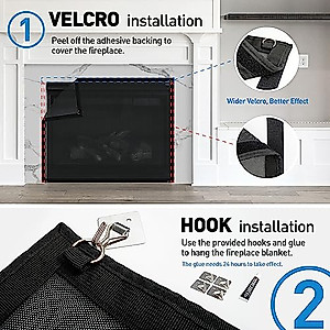 HOMWMPA Fireplace Screen, Mesh Fireplace Cover, Baby Proof to Prevent Baby and Pet Near Idle Fireplace, Fireplace Safe Mesh, 45" W x 34" H