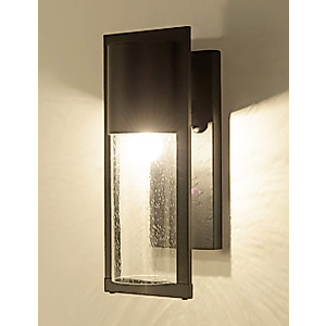 Delicavy Outdoor Wall Lights Modern Farmhouse Porch Light Waterproof Exterior Wall Lantern Black with Seed Glass, Outside Wall Lamp for House Garage, Front Door Light, 14.2" H