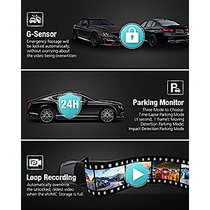 OMBAR 3 Channel Dash Cam, Built-in WiFi GPS, eMMC 64G Storage, 4K Front Dash Cam, 2K+1080P Car Camera Front and Cabin/Rear, 1080P+1080P+1080P Dashcams for Cars with 3.99" IPS Screen, IR Night Vision