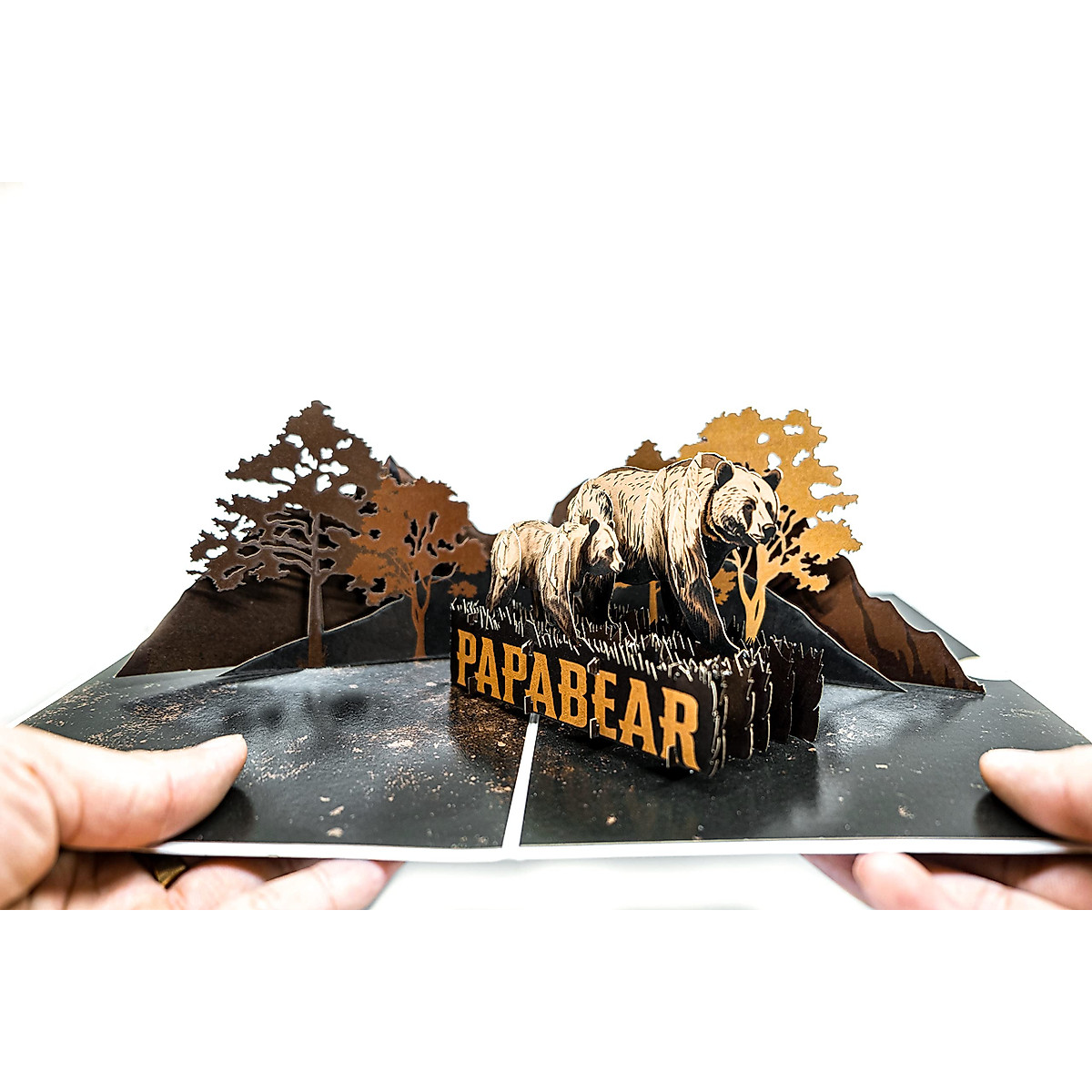 Fathers Day Pop Up Card, Papa Bear Fathers Day Pop Up Card, Papa Bear Pop Up Card - Father's Day Card from Wife, Daughter, Son, Kids for Husband, Grandpa, Birthday Includes Envelope and Note Tag, 6" x