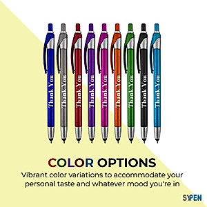 Thank You Greeting Gift Stylus Pens for Touchscreen Devices - 2 in 1 Combo Pen - for Employee Appreciation, Events and Parties, Imprinted "Thank you" on each pen, 100 Pack