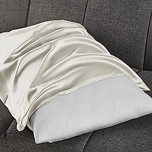 MP2 100% Mulberry Silk Pillowcase for Hair and Skin – White Silk Pillow Case with Hidden Zipper – Both Side 25 Momme 600 Thread Count Soft Smooth Pure Silk Pillow Cases (White, Standard 20x26”, 1 pcs)