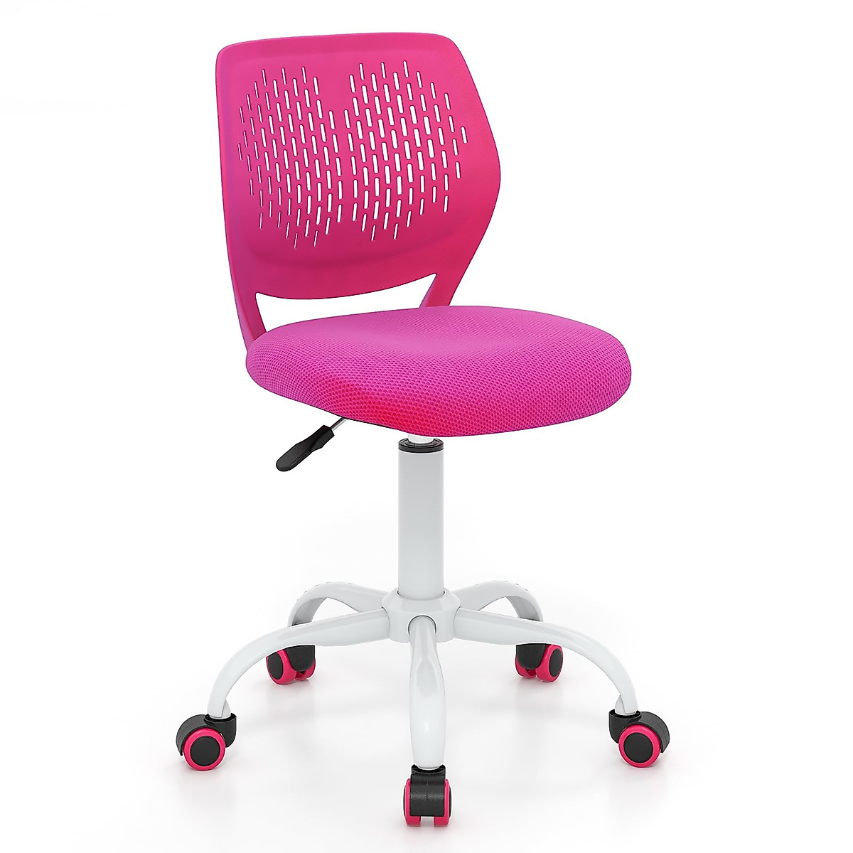 Giantex Kids Desk Chair, Adjustable Children Study Chair, Swivel Chair Armless Mesh Task Student Chair, Child Desk Chair with Adjustable Height & Lumbar Support Computer Chair (Rose)