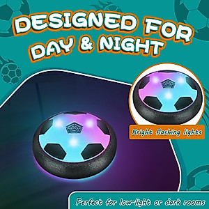 2 Pack Hover Soccer Ball with 8 Pcs Batteries, Air Floating Soccer Toy with LED Lights and Foam Bumper, Indoor Games for Kids 4-8-12, Toys Gifts for 3 4 5 6 7 8 9 Year Old Boys Girls