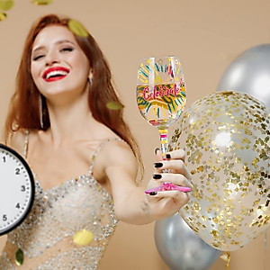 NymphFable Hand Painted Birthday Wine Glass Let‘s Celebrate Birthday Party Decorative Wine Glasses Birthday Gift for Women, 15oz