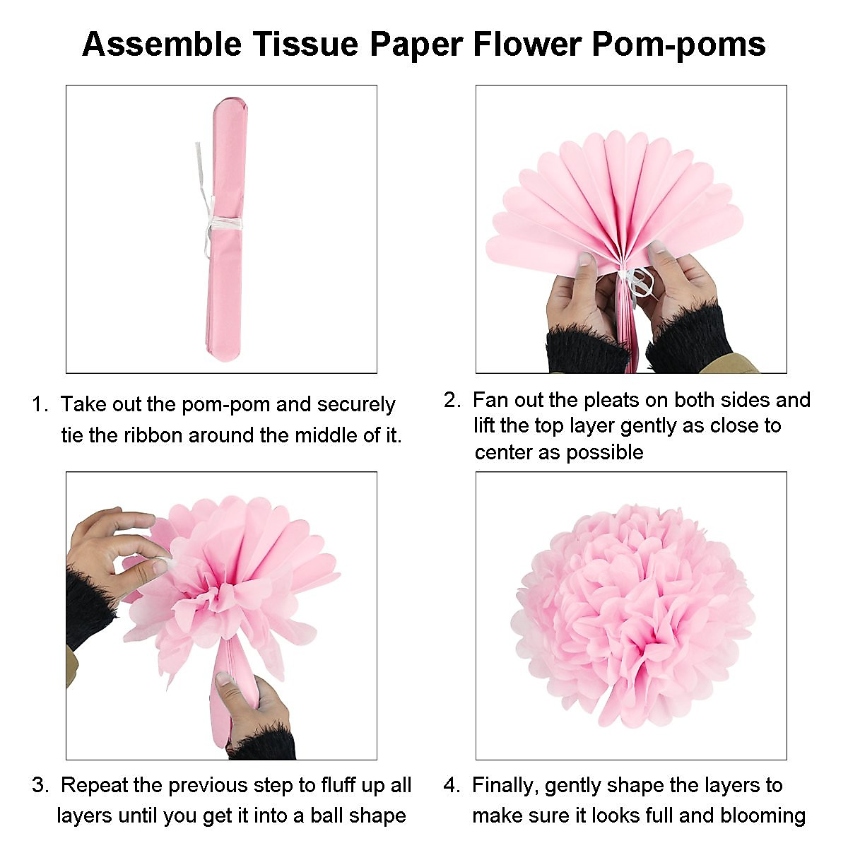 25PCS Tissue Paper Pom Poms Pink Paper Flowers DIY Paper Craft Decorations for Baby Shower Party Decorations, Birthday Party, Wedding Decor, Valentines Day, Bridal Shower Decorations-Pink mix