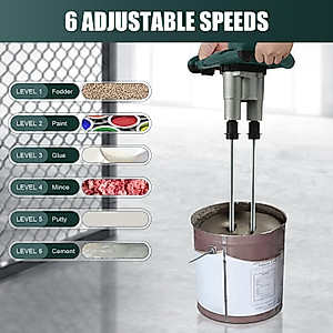 2800W Handheld Electric Concrete Mixer, Cement Mixer Dual Paddle, Portable Mortar Mixer with 6 Adjustable Speed, Electric Concrete Plaster Grout Paint Mortar Mixer Machine
