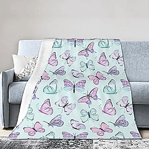 Butterfly Blanket Soft Fleece Throw Blanket Cozy Fuzzy Warm Flannel Blankets for Women Men Kids for Couch Bed Sofa All Season Gift 50"X40"