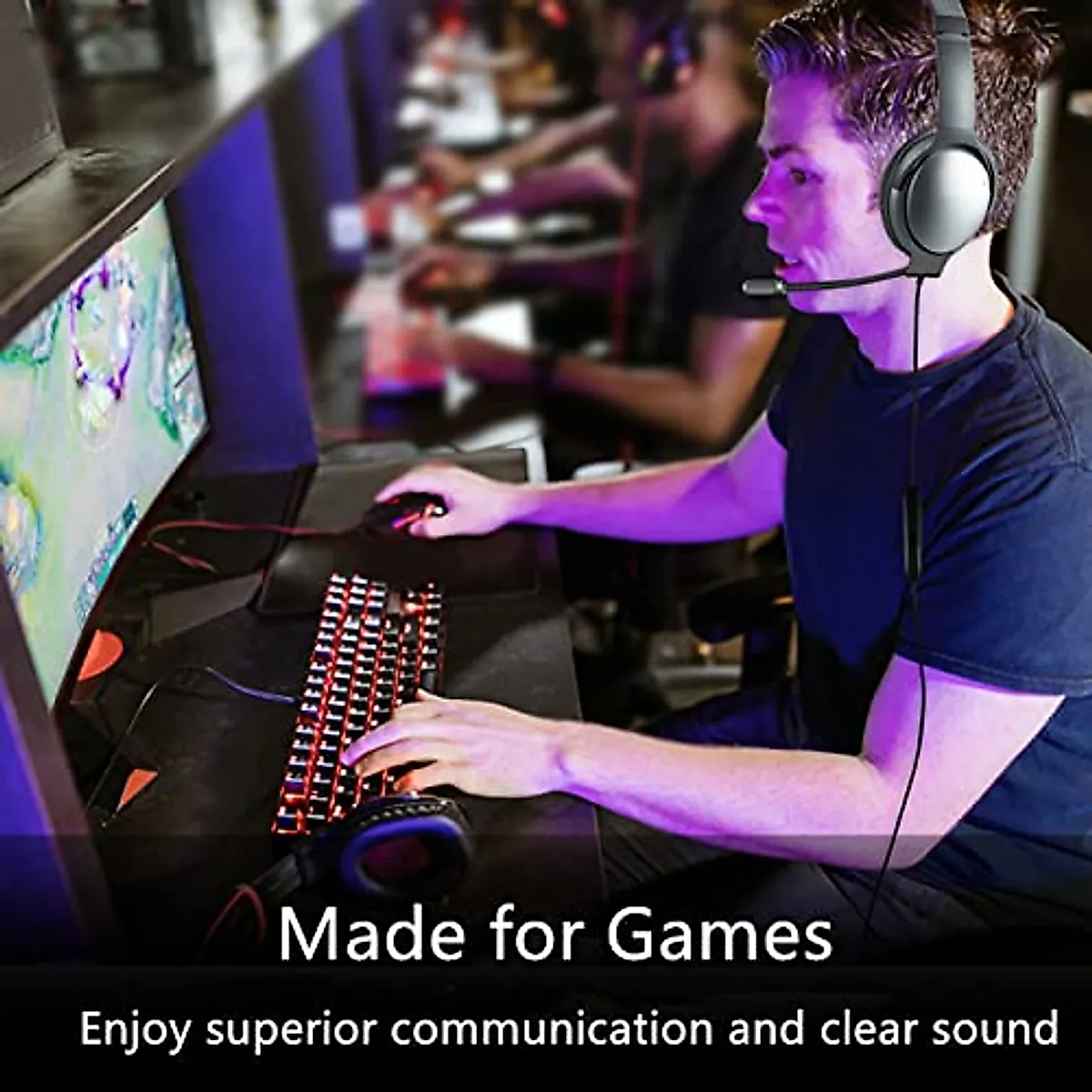 RUIDADF for Bose Quiet Comfort 35 II QC35 II Headphone Gaming Cables Witeh Mute Switch for PC Laptop PS4 PS5 Xbox PC Boom Microphone Cable (Black 1 Set)