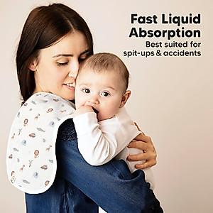 Organic Burp Cloths for Baby Boys and Girls - 5-Pack Super Absorbent Burping Cloth, Burp Clothes, Soft & Plush Newborn Towel, Milk Spit Up Rags, Burpy Cloth Bib for Unisex, Burping Rags (Wilderness)