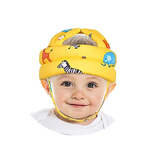 Umtiti Baby Adjustable Helmet, Lightweight and Soft, Great for Baby Learning to Walk and Crawl. Zoo,Yellow