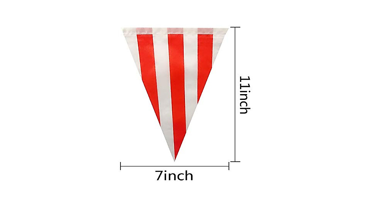 100 Feet Red & White Striped Pennant Banner for Parties & Events