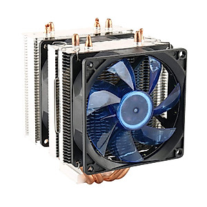 CPU Cooler Dual Fan PC Heatsink， LED Fan Computer CPU Air Cooling Cooler Radiator，Universal Socket Solution
