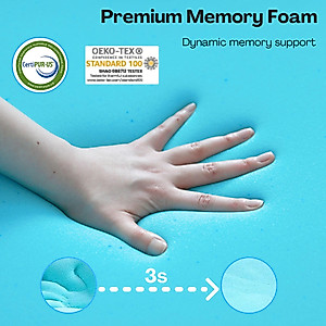 Hicomony 2 inch Memory Foam King Mattress Topper Cooling Gel Mattress Topper King, High Density Pressure Relief Bed Toppers Ventilated Design Breathable & Removable Fiber Cover Back Pain Relief