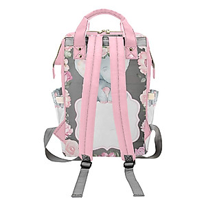 CUXWEOT Personalized Pink Rustic Elephant Diaper Bag Backpack Name Custom Mommy Baby Bags Travel Daypack for Mom Gifts