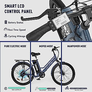 HITWAY Electric Bike for Adults 26" x2.35 Fat Tire Electric Mountain Bike with 500W Motor, Ebkie with 36V 15AH Removable Battery Bicycle, Long Range 21-55mile with 7 Gears E Bike