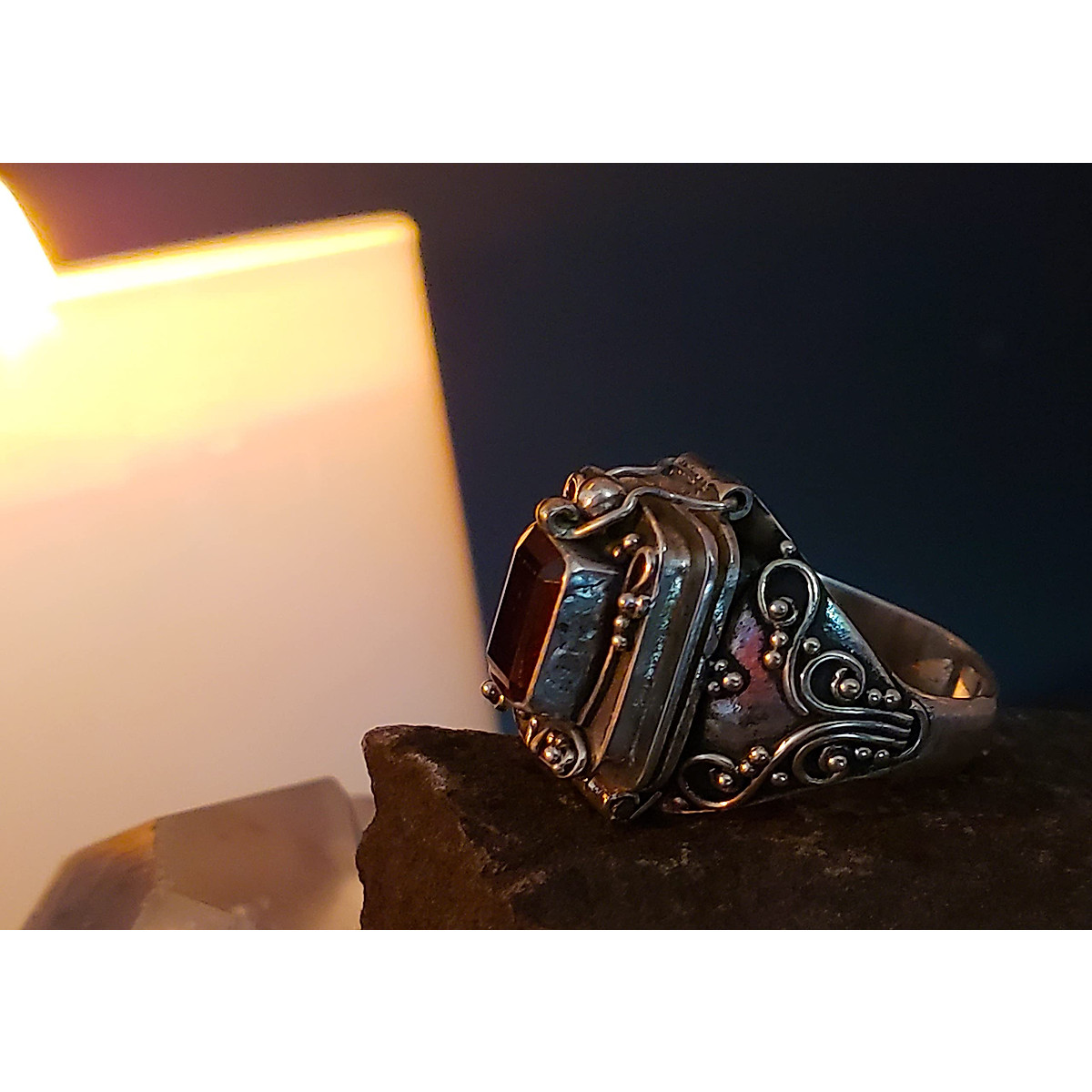 Sterling Silver Garnet Poison Box Locket Ring Size 8(Sizes 4,5,6,7,8,9,10)