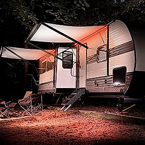 WELLUCK RV LED Camper Awning Lights, 12V, 12FT/3.6M, Dimmable, Remote Control, Warm White Mode and RGB Mode, LED Light Strip Exterior Lighting Fixture for RV Camping Canopy Motorhome Travel Trailer