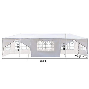 10'x30' Outdoor Party Wedding Tent Canopy Waterproof Camping Gazebo, White Outdoor Gazebo Canopy Wedding Party Tent 8 Removable Walls (US Shipping)