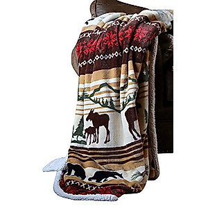 Carstens Soft Sherpa Plush Throw Blanket, Hinterland Collection 54" x 68"