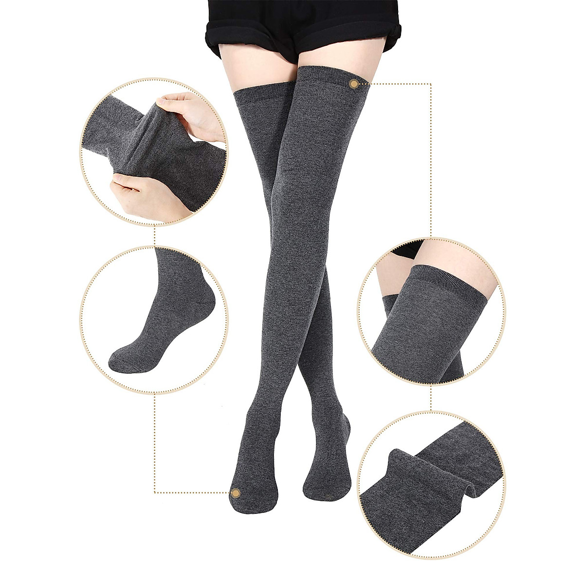 SATINIOR Extra Long Socks Thigh High Cotton Socks Extra Long Boot Stockings for Women