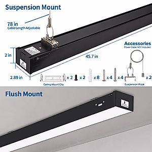 DAKASON 4FT Linkable LED Linear Light, 40W Shop Light for Garage Ceiling, Commercial Linear Lighting Fixture for Office, 4’ LED Tube Light for Warehouse, 3CCT, Dimmable 1Pack