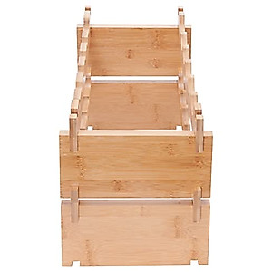 Modular Stackable Bamboo Wooden Wine Rack; Easy to Assemble & Add Levels; Bottles Rest Slanting Downwards to Keep Corks Moist; for Kitchen, Pantry, Cellar Storage (12 Bottle Capacity, 6 x 2 Rows)