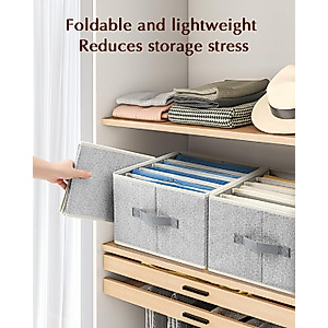 Homsorout Jeans Organizer for Closet - 4 Pack Clothes Drawer Organizer, 5-Cell Foldable Wardrobe Clothes Organizer with Handles, Closet Organizers and Storage for Jeans, T-shirts (Blended)