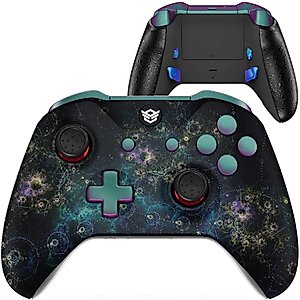 HexGaming Dark Chaos Nebula Galaxy Blade HEX Controller 2 Mappable Paddles & Interchangeable Thumbsticks & Flashshot Compatible with Xbox Series X/S Elite Controller PC Wireless FPS Esports Gamepad