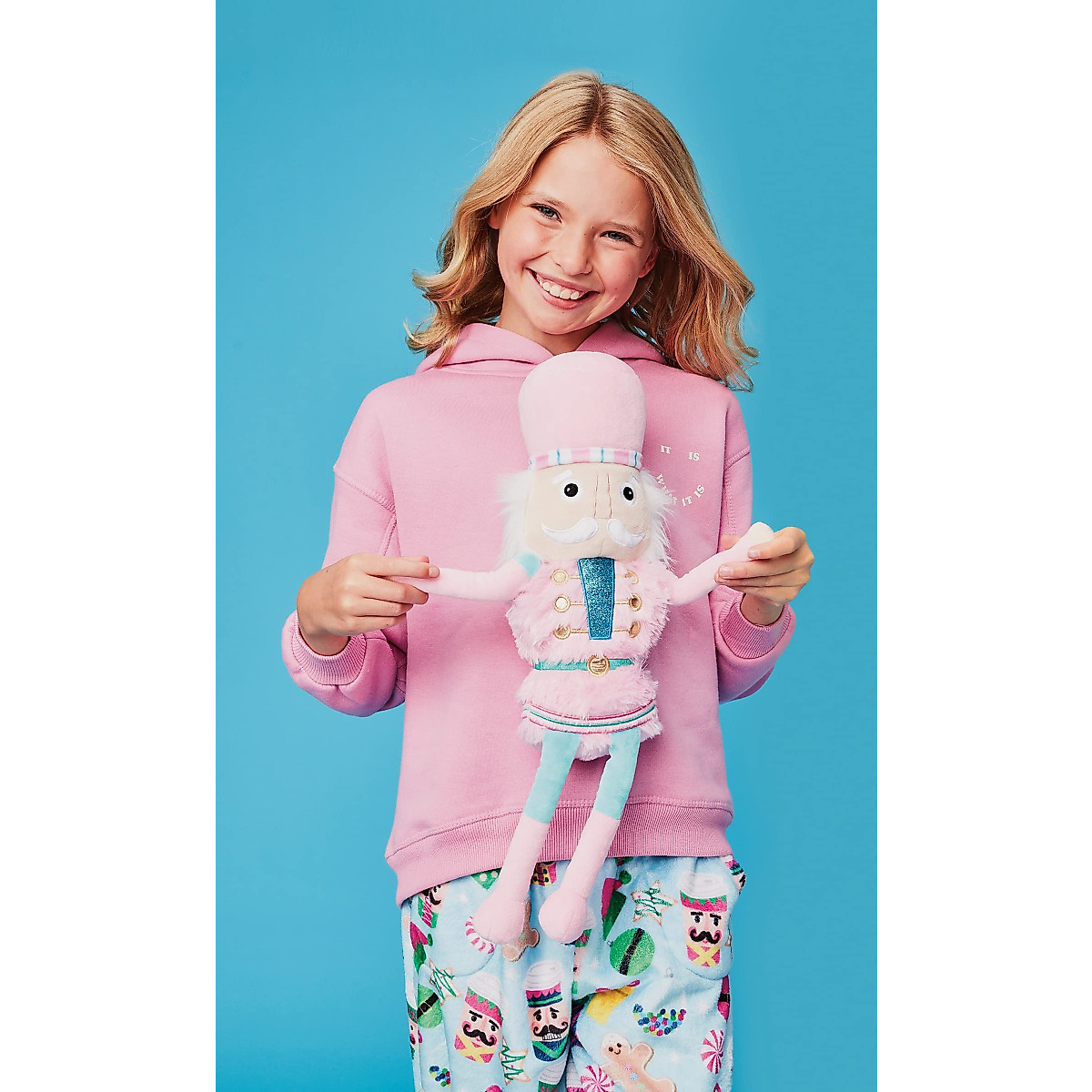 iscream Soft Plush 18.5" Nutcracker Embroidered Accent Holiday Pillow - Pink