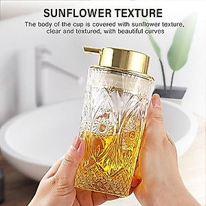 LEICURACE Glass Foaming Hand Soap Dispenser,Foaming Soap Dispenser for Bathroom,Clear Soap Dispenser with Pump (Sun Patteren)