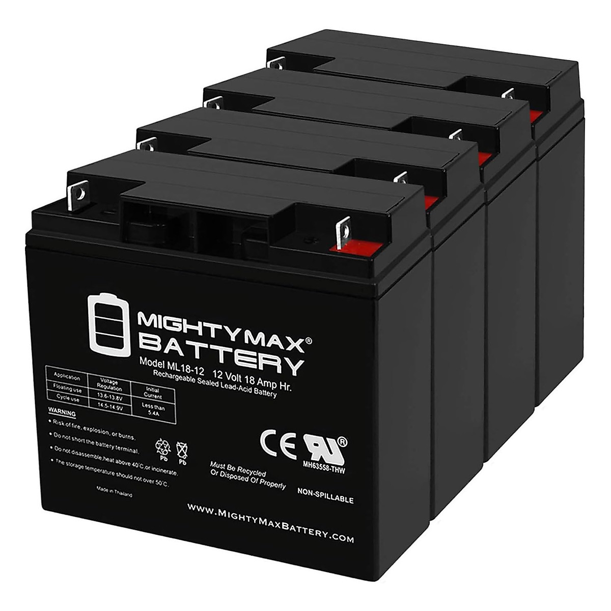 Mighty Max Battery 12V 18AH Battery for Pride Mobility Go-Go Sport Model S74-4 Pack