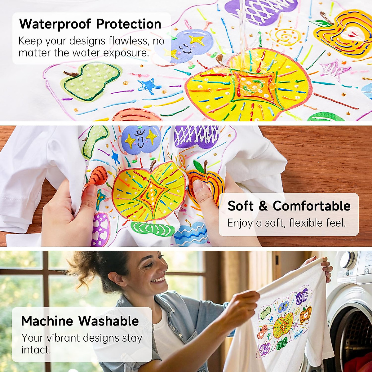 Shuttle Art Fabric Paint Set, 45 Colors 3D Permanent Paint with Brushes Palette Fabric Pen Fabric Sheet Stencils, Glow in The Dark, Glitter,Metallic Colors for Textile Fabric T-Shirt Jeans Glass