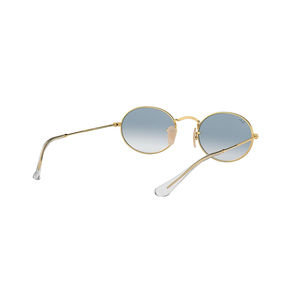 Ray-Ban RB3547N Oval Flat Lens Sunglasses, Gold/Clear Gradient Blue, 51 mm