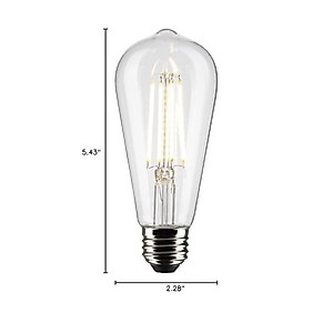 Satco S21870 8 Watt ST19 LED Bulb, Clear: Medium Base, 2700K, 800 Lumens, 2-Pack