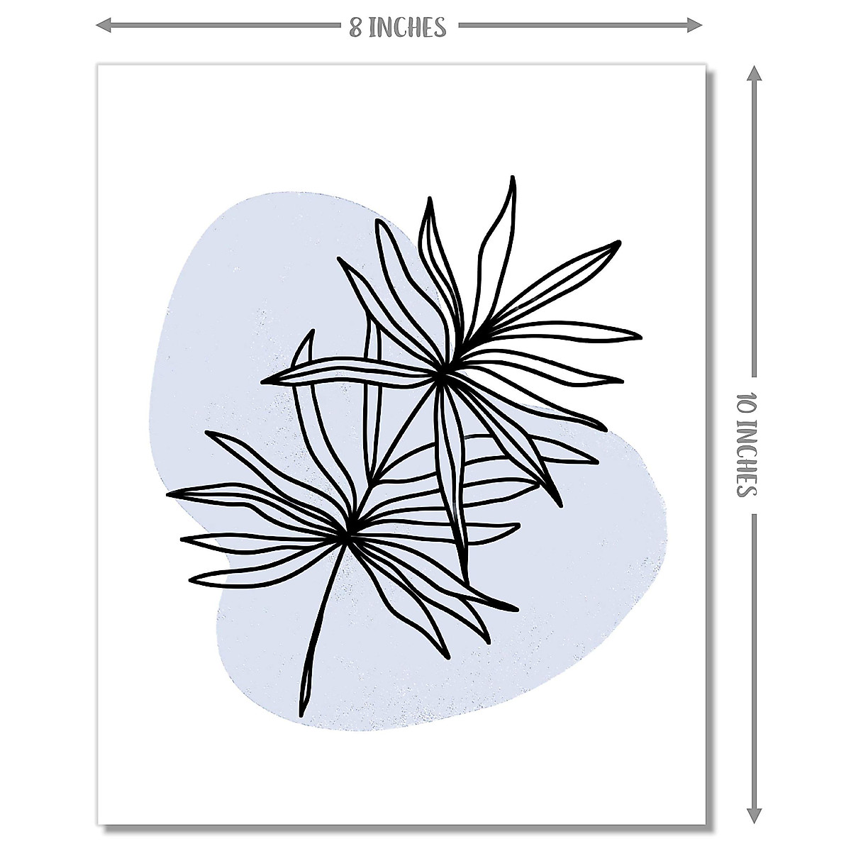 Botanical Prints - Minimalist Line Art Leaf Prints 8x 10 (Set of 6) - Aesthetic Art Posters - Abstract Plant Decor - Unframed (Blue)