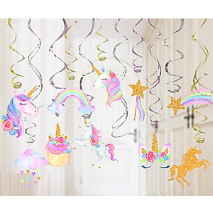 klmars 30 Ct Unicorn Hanging Swirl Decorations-Unicorn Party Decorations-Unicorn Birthday Party Supplies