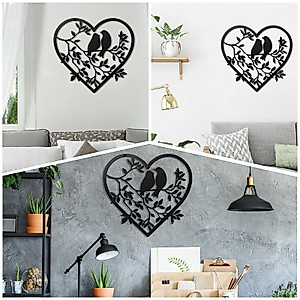 Moxweyeni Metal Bird Wall Art Decor, Birds on a Branch, 30 x 28 cm, Black, Wall Panel, for Living Room, Bathroom, Kitchen, Bedroom, Office, Modern, Unframed