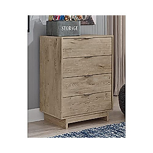 Signature Design by Ashley Oliah Contemporary 4 Drawer Chest of Drawers, Natural Wood Grain
