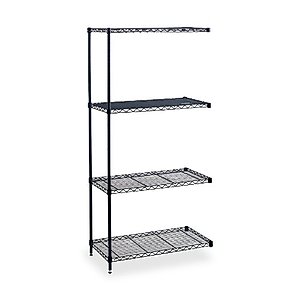 Safco Products 5292BL Industrial Wire Shelving Add-On Unit 48" W x 18" D x 72" H (Starter Unit and Extra Shelf Pack Sold Separately), Black