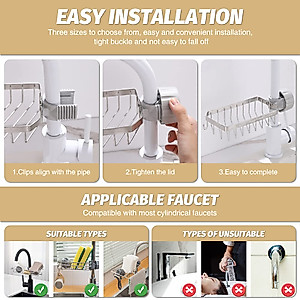 Quimoy Sponge Holder for Kitchen Sink, Kitchen Faucet Sponge Holder, Stainless Steel Faucet Rack -A Perfect Storage Accessory for Kitchen, Bathroom, Sponge, Scrubbers, Soap(Silver)