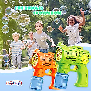 Bubble Guns with Batteries and Refill Solutions Included - Set of 2 High Efficiency Bubbles Toys for Boys, Girls, Toddlers and Kids! for Indoor & Outdoor Play (2 Pack)