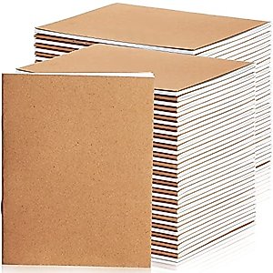 Epakh 100 Pack Mini Kraft Paper Notebook Unlined Pocket Kraft Notebook Blank Sketchbooks Travel Journal Notepad for Kids Classroom Students School Writing, 48 Pages, 24 Sheets,4.25 x 5.5 Inch (Brown)