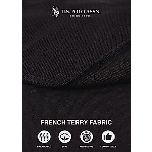 U.S. Polo Assn. Essentials Black Sweatpants with Pockets, Comfy, Breathable French Terry Womens Joggers (Black, Small)