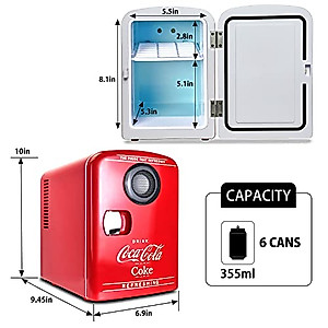 Coca-Cola KWC4-BT Compact Refrigerator, Red/White