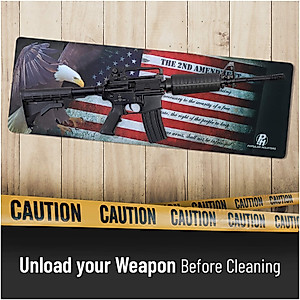 Gun Cleaning Mat for all Guns by PH - Gun Mat Measures 12"x36"x 3 mm - Oil and Solvent Resistant Padded Non-Slip - Compatible with Rifles - Small to large Pistols - Workbench Mat for Firearm (2ndAmnd)