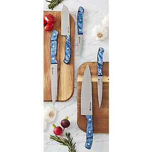 Sabatier 6- Piece Triple Rivet Stainless Steel Kitchen Knife Set, Razor-Sharp Kitchen Knife to Cut Fruit, Vegetables and more, High-Carbon Stainless Steel, Blue Acrylic Handles